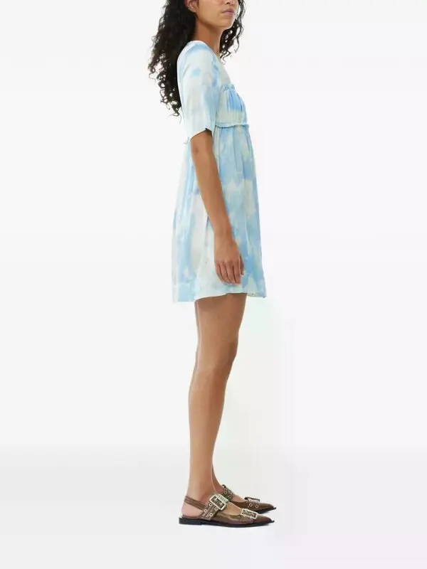 GANNI Graphic-print Satin Mini Dress
