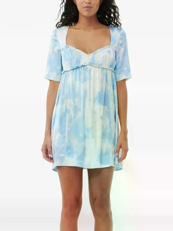 GANNI Graphic-print Satin Mini Dress