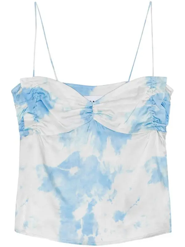 GANNI Tie-dye Satin Top