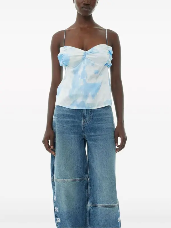GANNI Tie-dye Satin Top