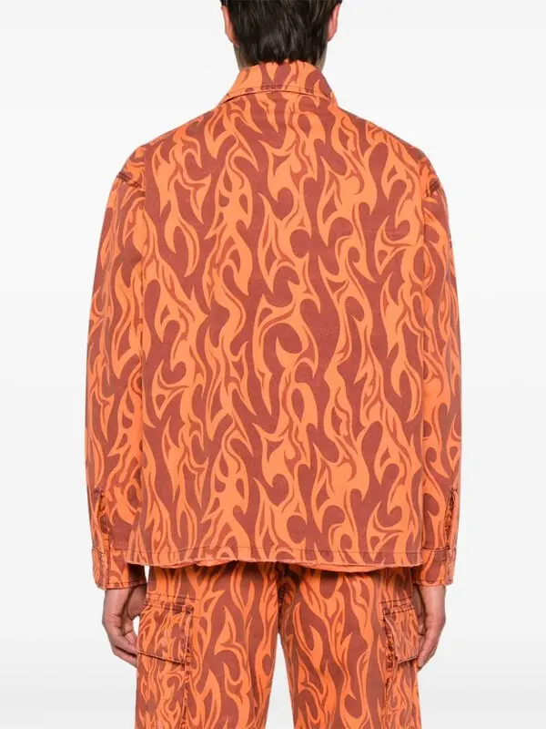 ERL Flame-print Canvas Shirt Jacket
