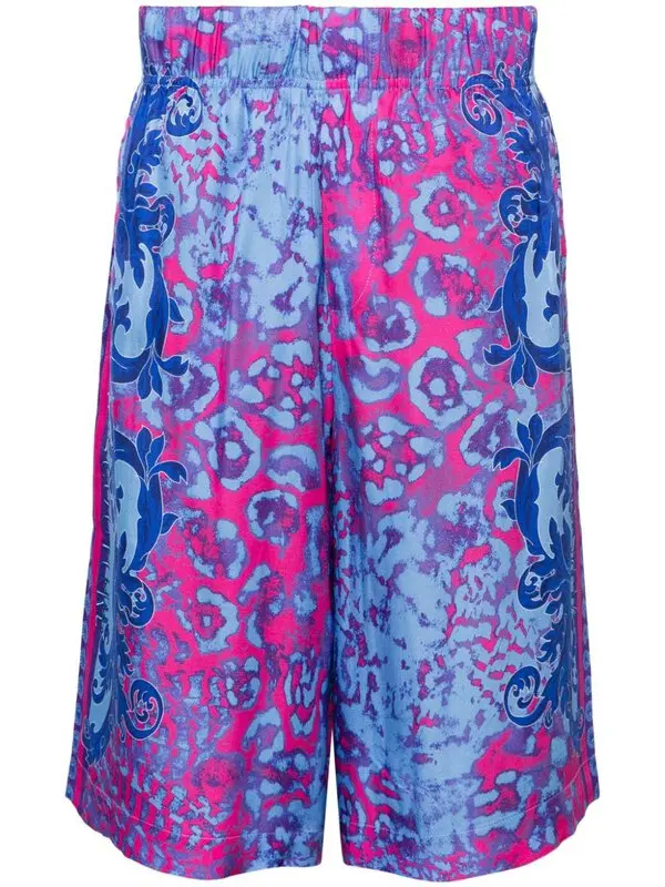 Versace Baroque-pattern Bermuda Shorts - Blue