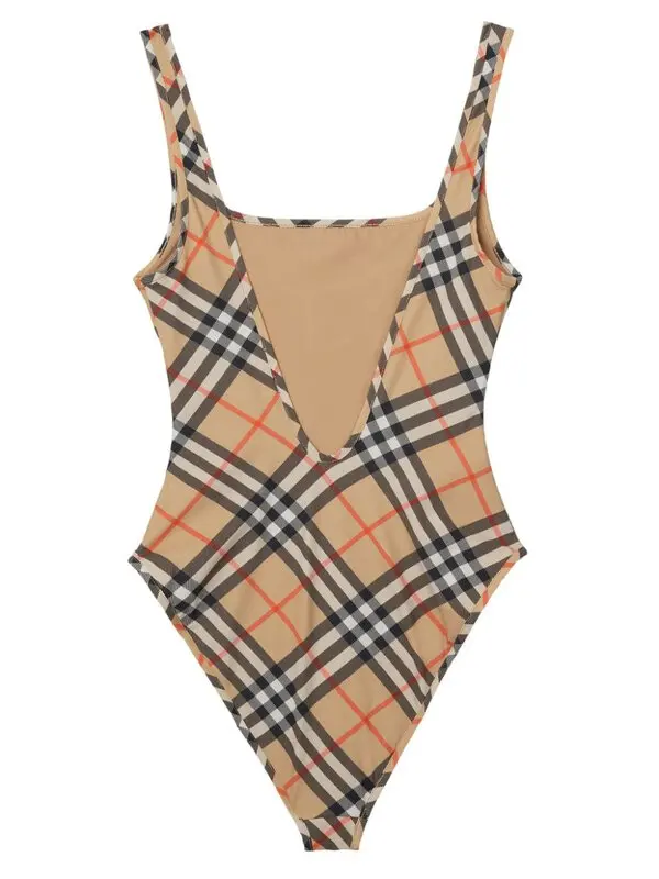 Burberry Check-pattern Swimsuit - Neutrals