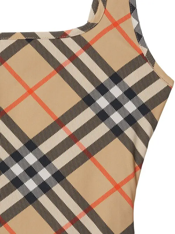 Burberry Check-pattern Swimsuit - Neutrals