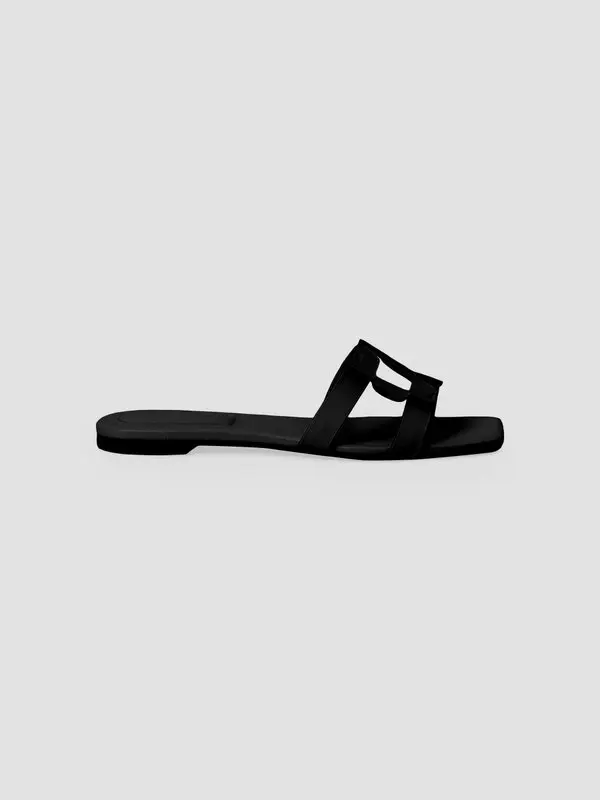 Simkhai Monogram Leather Sandals - Black