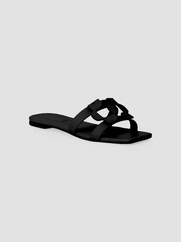 Simkhai Monogram Leather Sandals - Black