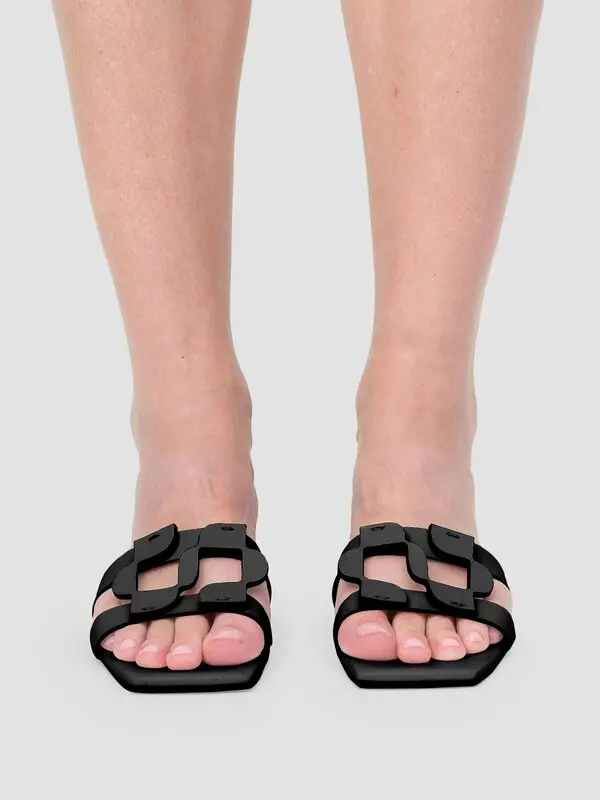 Simkhai Monogram Leather Sandals - Black