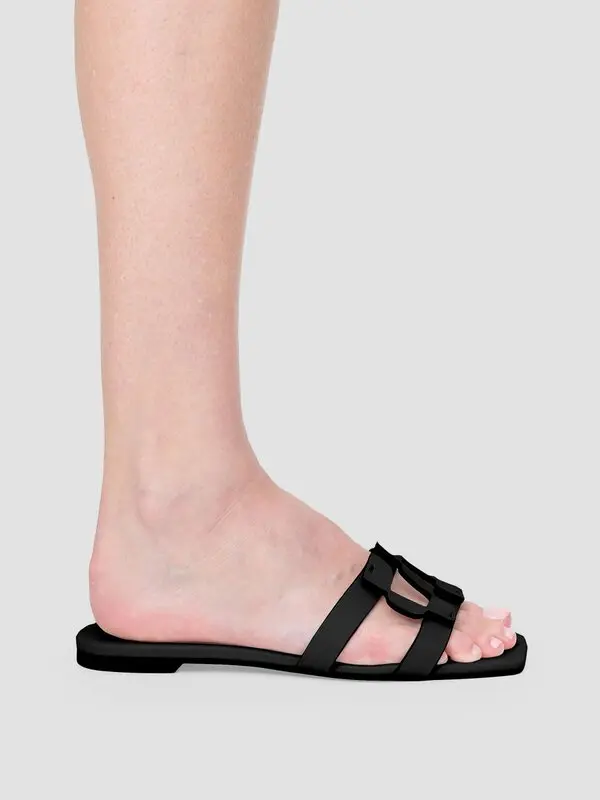 Simkhai Monogram Leather Sandals - Black