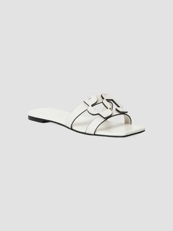 Simkhai Monogram Leather Sandals - Ivory