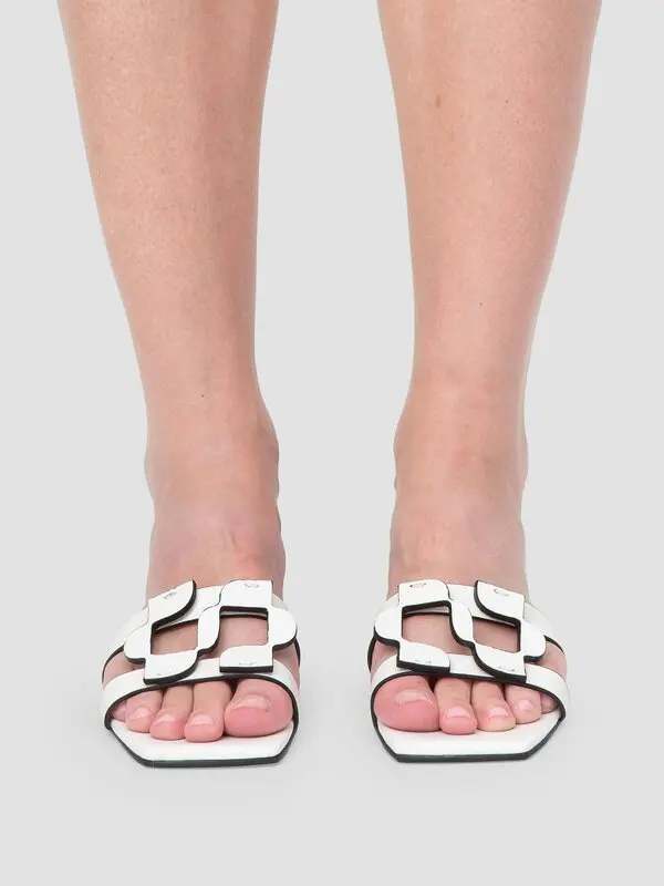 Simkhai Monogram Leather Sandals - Ivory