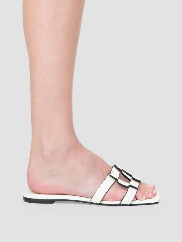 Simkhai Monogram Leather Sandals - Ivory