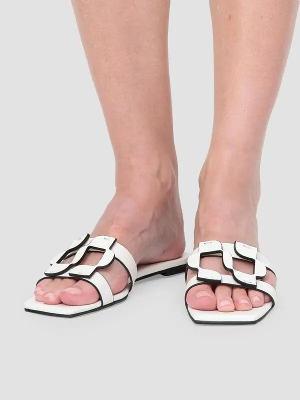 Simkhai Monogram Leather Sandals - Ivory