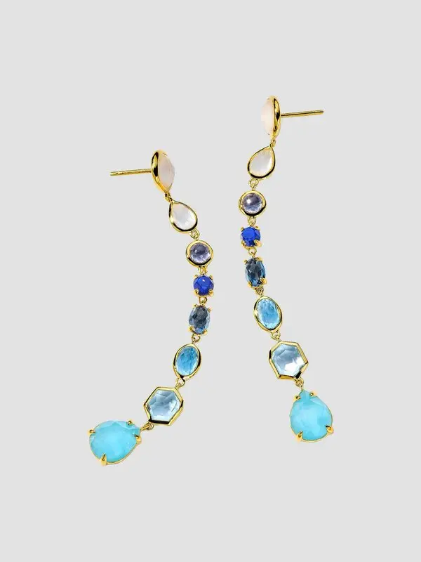 Ippolita Rock Candy 8-stone Waterfall 18k Yellow Gold & Multi-stone Linear Drop Earrings - Mare