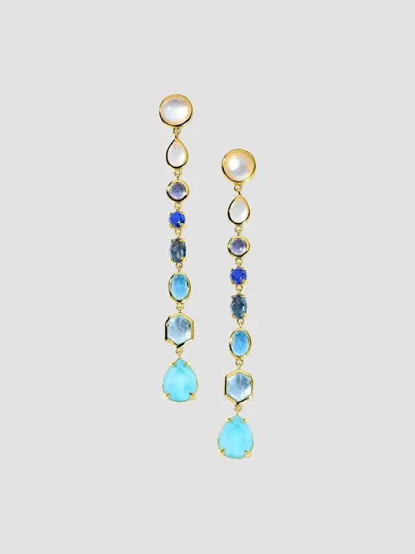 Ippolita Rock Candy 8-stone Waterfall 18k Yellow Gold & Multi-stone Linear Drop Earrings - Mare