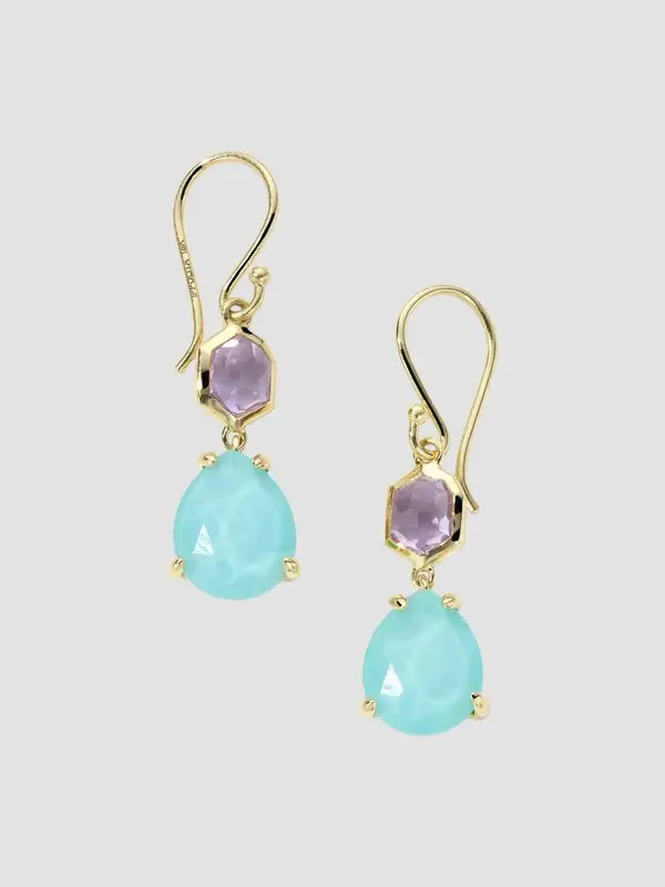 Ippolita Rock Candy Snowman 18k Yellow Gold & Turquoise Doublet Drop Earrings - Amethyst