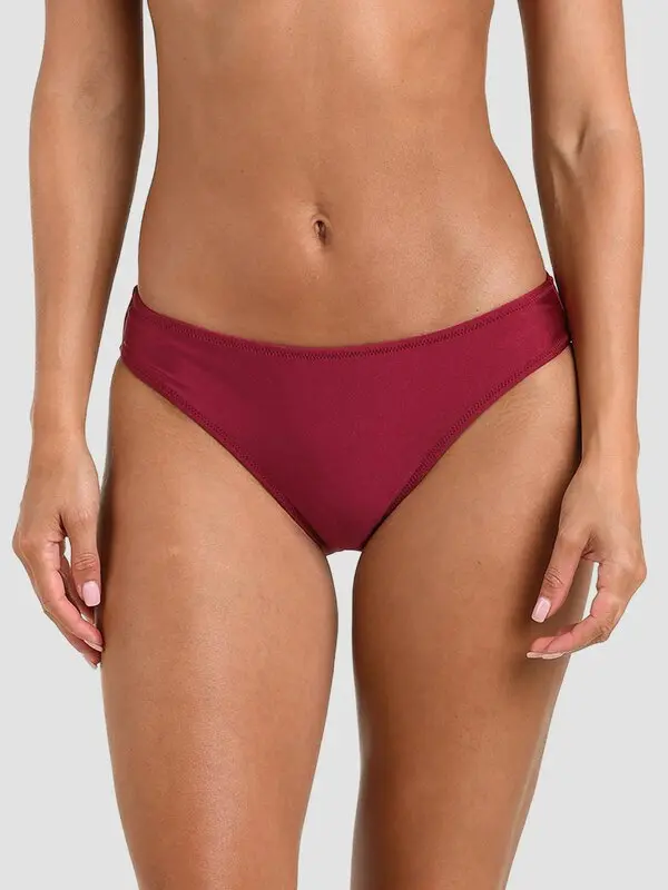 L'Agence Shimmer Solids Nicole Bikini Bottom - Black Cherry