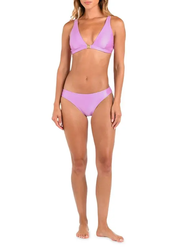L'Agence Shimmer Solids Nicole Bikini Bottom - Black Cherry