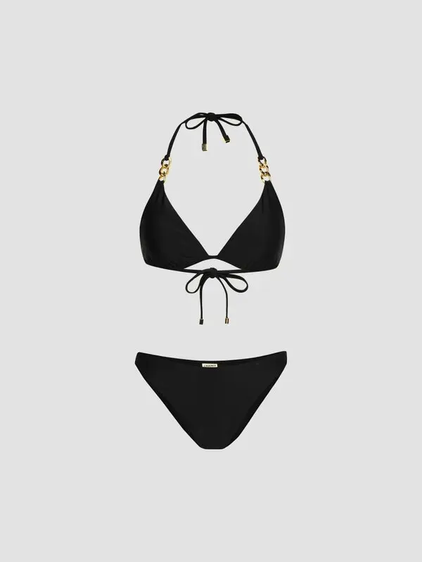 L'Agence Solids Jean Scoop-front Bikini Bottom - Black