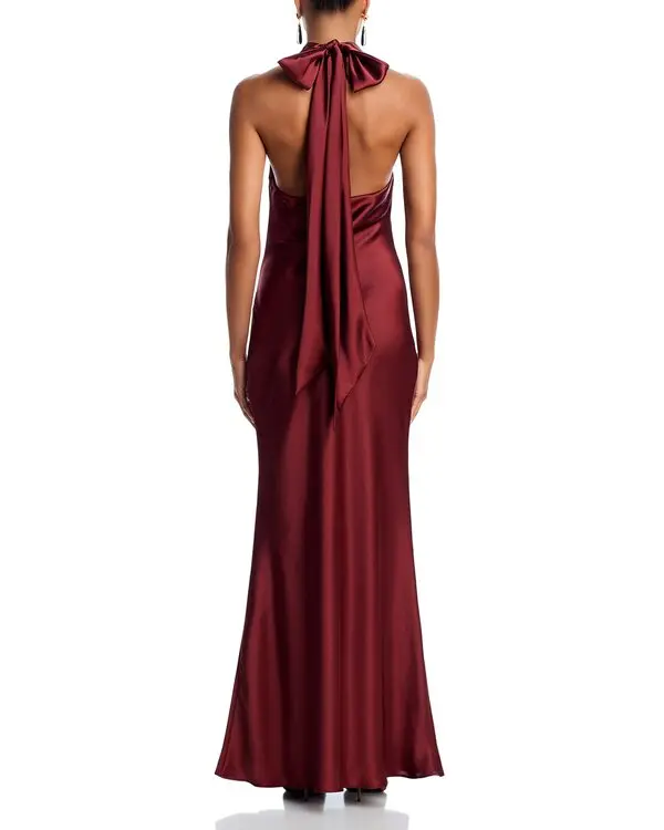 Aqua Charmeuse Halter Neck Maxi Dress - Nutmeg