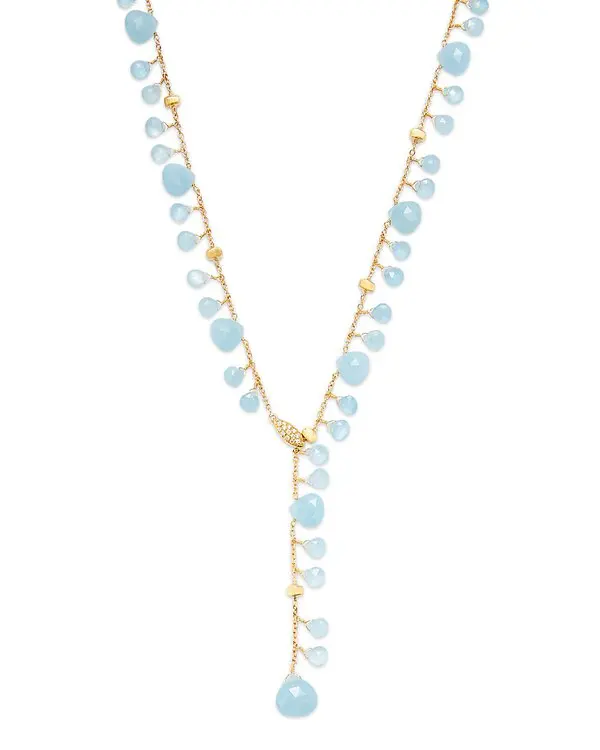 Marco Bicego 18k Yellow Gold Aquamarine & Diamond Lariat Necklace - Blue/gold