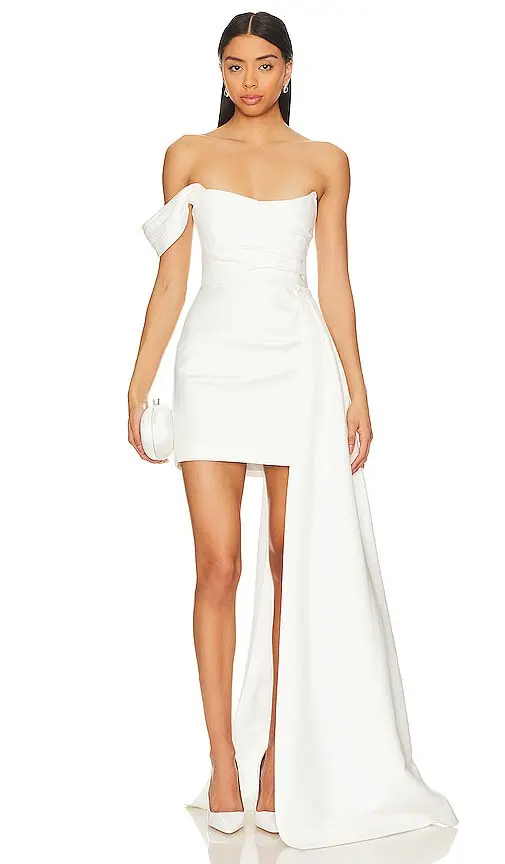 SAU LEE Brenda Off-the-shoulder Mini Dress