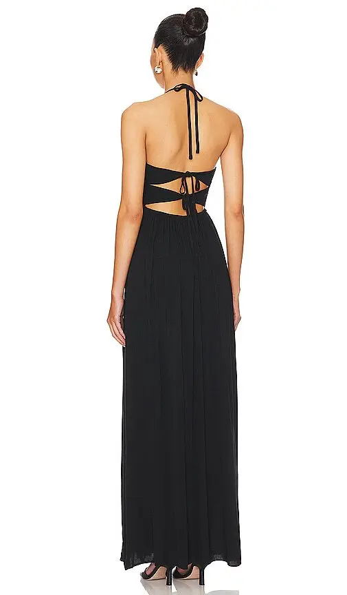knee length dresses for ladies Ramy Brook Arina Halter Maxi Dress in Navy main image 1