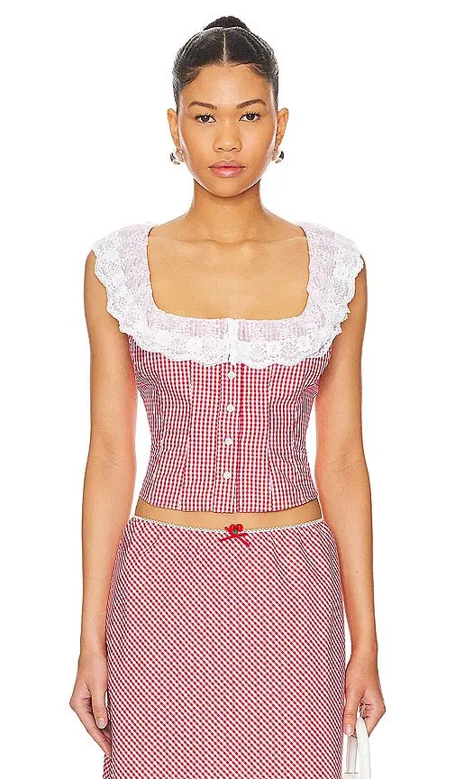 GUIZIO Paloma Top With Lace Trim