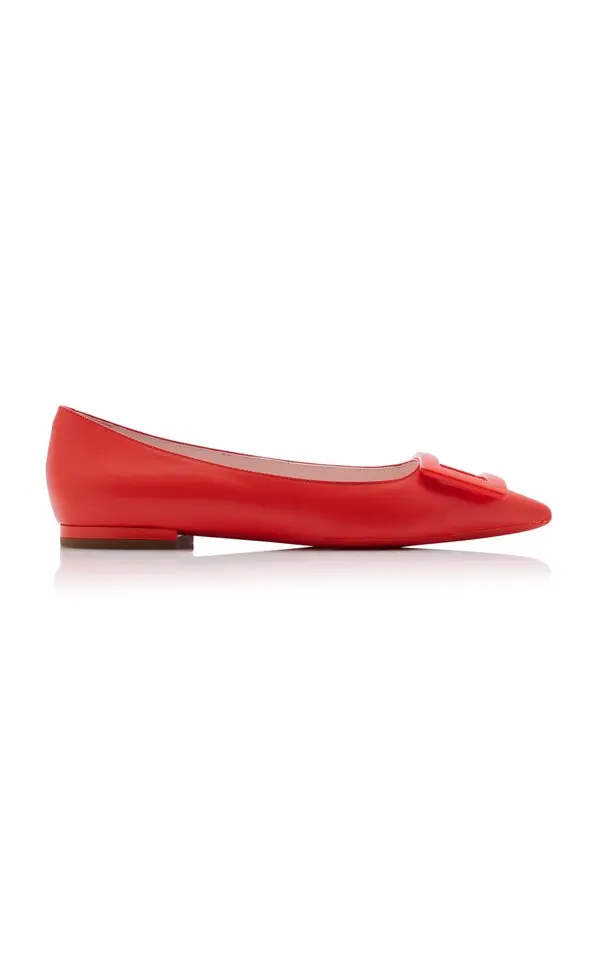 ROGER VIVIER Gommettine Leather Flats - Red