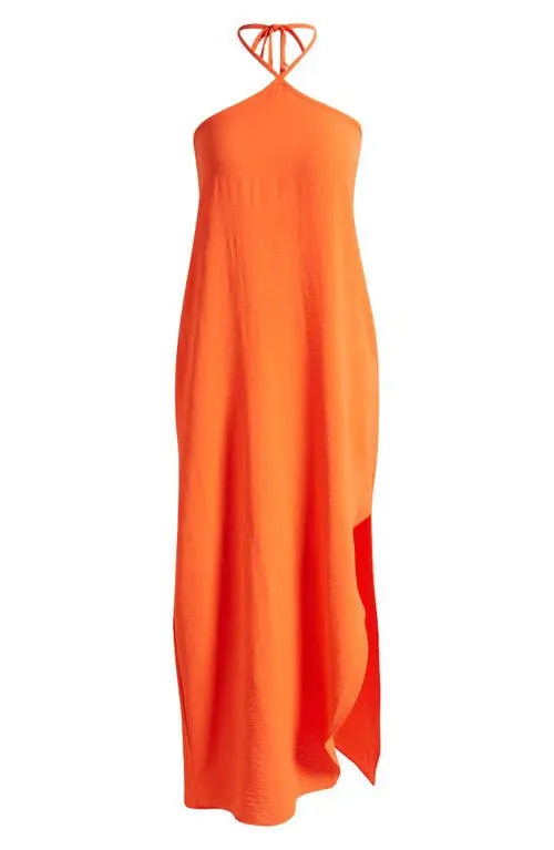 Vince Camuto Br />Asymmetric Halter Maxi Dress In Crshd Orange - 59% Off |  Editorialist