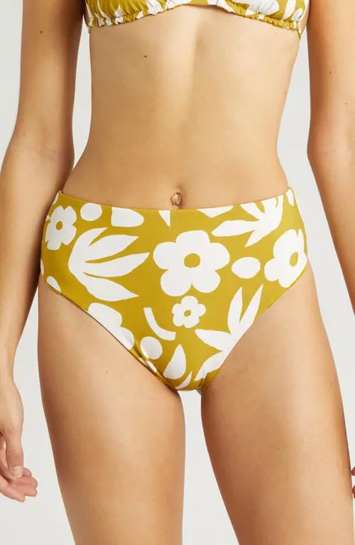 Volcom Pretty Daze Reversible High Waist Bikini Bottoms - Moss