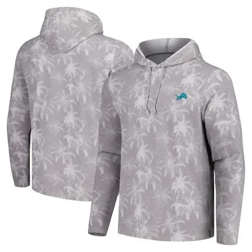 Tommy Bahama Detroit Lions Palm Frenzy Hoodie Long Sleeve T-shirt By - Gray