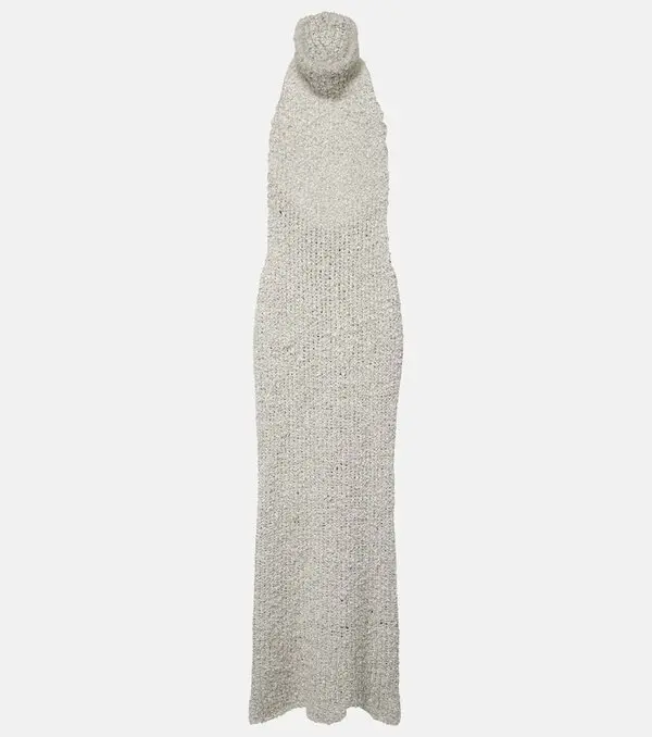 Valentino Garavani Turtleneck Silk Bouclé Maxi Dress
