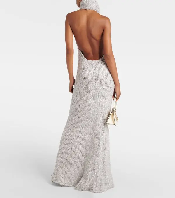 Valentino Garavani Turtleneck Silk Bouclé Maxi Dress