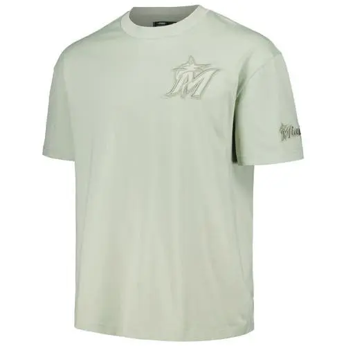 PRO STANDARD Miami Marlins Neutral Cj Dropped Shoulders T-shirt