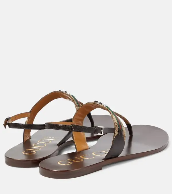 Gucci Leather-trimmed Thong Sandals