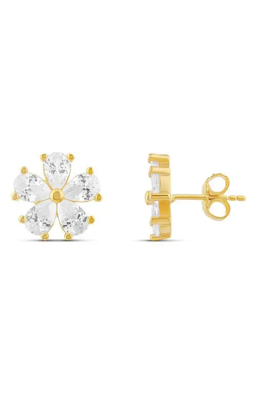 SHYMI Flower Cubic Zirconia Stud Earrings - Gold