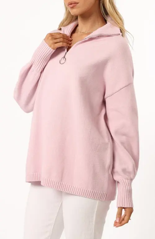 PETAL & PUP Whistler Quarter Zip Sweater - Pink