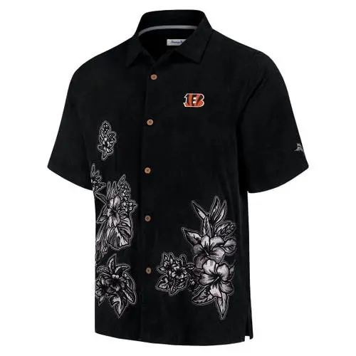 Tommy Bahama Cincinnati Bengals Hibiscus Camp Button-up Shirt - Black