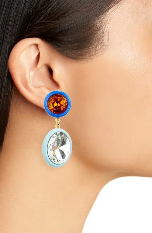 Lele Sadoughi Crystal Medallion Mismatched Drop Earrings