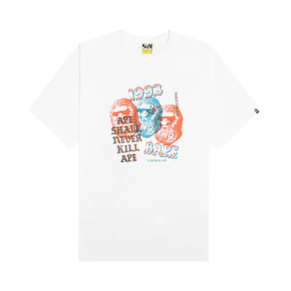 A BATHING APE Pigment Three Ape Head Tee - White