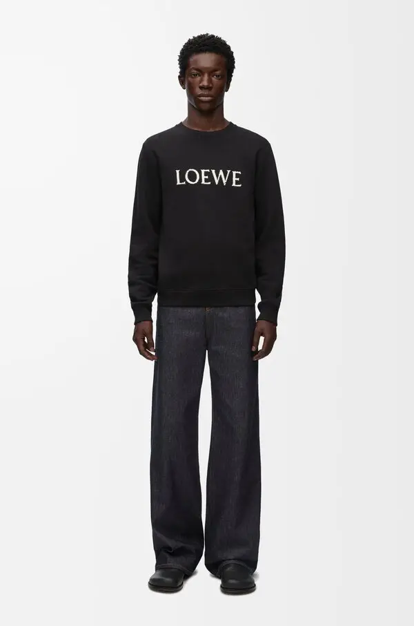 Loewe Regular Fit Cotton Sweatshirt - Black | Editorialist