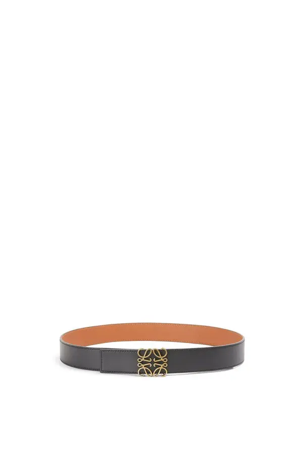 Loewe Reversible Anagram Belt - Tan/black/old Gold