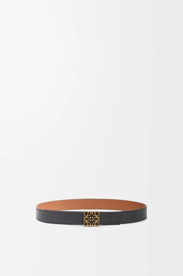 Loewe Reversible Anagram Belt - Tan/black/old Gold