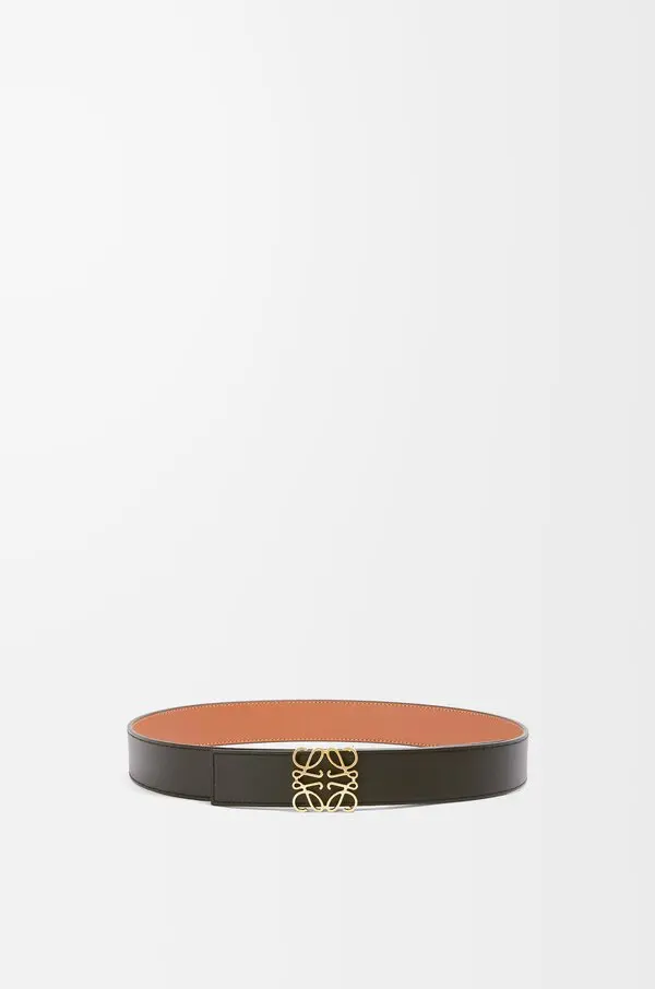 Loewe Reversible Anagram Belt - Tan/black/gold