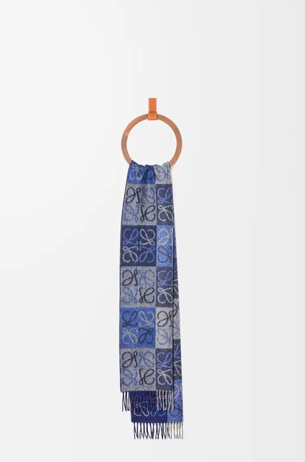 Loewe Scarf In Wool And Cashmere - Blue