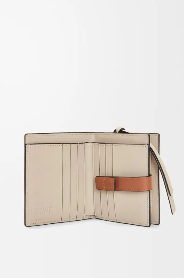 Loewe Compact Zip Wallet In Soft Grained Leather Skin - Rosemary/tan