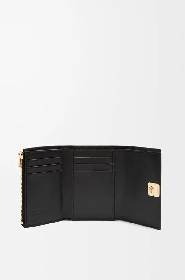 Loewe Puffer Anagram Small Vertical Wallet In Shiny Nappa Leather Skin - Black