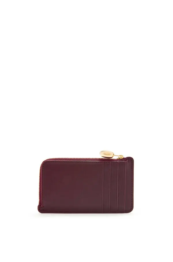 Loewe Pebble Coin Cardholder In Shiny Nappa Leather Skin - Burgundy