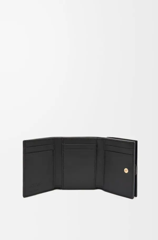 Loewe Puffer Anagram Trifold Wallet In Shiny Nappa Leather Skin - Black