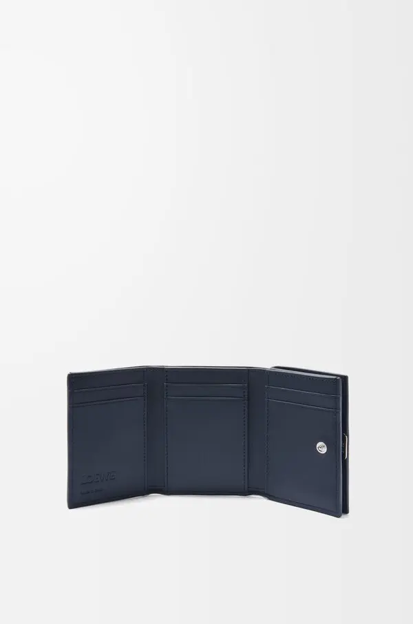 Loewe Puffer Anagram Trifold Wallet In Shiny Nappa Leather Skin - Deep Navy